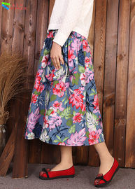 Autumn Breathable Chinese Long Skirts Flower Printed For 18-60 Years Old
