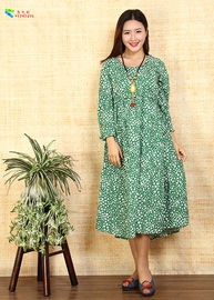 O Neck Floral Print Cotton Long Sleeve Dress Thick Thickness , 0.3kg Weight