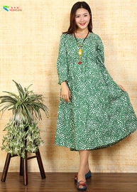 O Neck Floral Print Cotton Long Sleeve Dress Thick Thickness , 0.3kg Weight