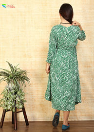 O Neck Floral Print Cotton Long Sleeve Dress Thick Thickness , 0.3kg Weight