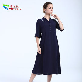 YIZHIQIU Cotton Material Summer Floral Cheongsam