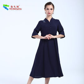 YIZHIQIU Cotton Material Summer Floral Cheongsam