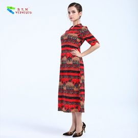 Short Sleeve Chinese Dress Cheongsam Split Vintage Printed For Mother'S Day Gift