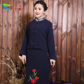 Washable Traditional Chinese Clothing Tang Suit With Blouse And Skirt Set
