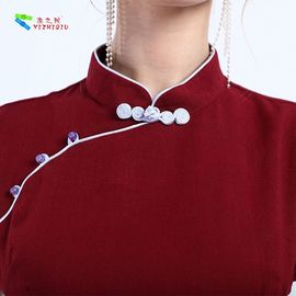 Long Ladies Cotton Clothing Traditional Chinese Style Dresses Cheongsam One Piece Dress