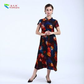 Modified Traditional Cheongsam Dress , Cotton One Piece Long Cheongsam Dress