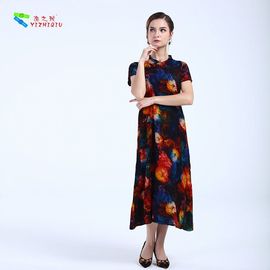 Modified Traditional Cheongsam Dress , Cotton One Piece Long Cheongsam Dress