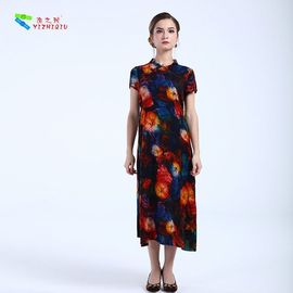 Modified Traditional Cheongsam Dress , Cotton One Piece Long Cheongsam Dress