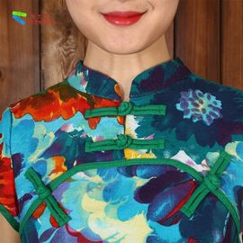 Soft Casual Wear Short Cheongsam Dress , Vintage Chinese Floral Dress
