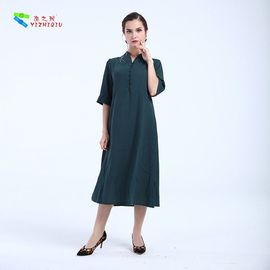 Pure Color Cotton Chinese Dress Cheongsam One Piece Dress For Daily Wear