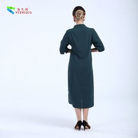 Pure Color Cotton Chinese Dress Cheongsam One Piece Dress For Daily Wear
