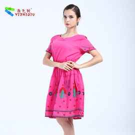Comfortable Fashion Pure Color Embroidered Cotton Dress Odm Waist For Mother