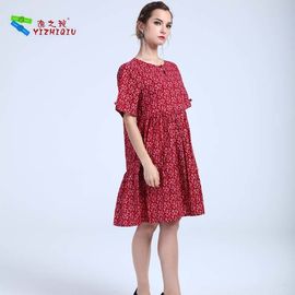 100% Cotton Material Women'S A Line Dresses , Short Sleeve Casual Summer Dresses