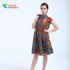 Elegant Cotton Short Frock Dress Stand Neckline Environmentally Friendly