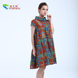 Elegant Cotton Short Frock Dress Stand Neckline Environmentally Friendly