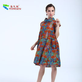 Elegant Cotton Short Frock Dress Stand Neckline Environmentally Friendly
