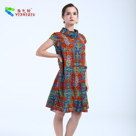 Elegant Cotton Short Frock Dress Stand Neckline Environmentally Friendly