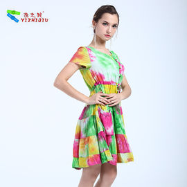 Trendy Flower Printed Short Cotton Summer Dresses Optional Pattern Custom Size
