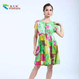Trendy Flower Printed Short Cotton Summer Dresses Optional Pattern Custom Size
