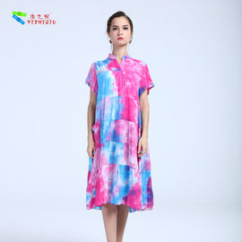 100% Cotton Summer Clothing Womens Casual Summer Dresses V Neck Knee - Length