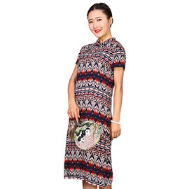 Straight Silhouette Qipao Style Dress , Traditional Chinese Long Dress Cheongsam