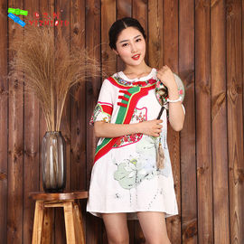 Floral Pattern Sexy Short White Cotton Dress Straight Silhouette For Ladies
