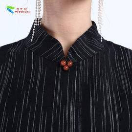 Washable Black Chinese Dress Cheongsam With Mandarin Collar Neckline