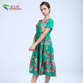 YIZHIQIU High Waist Pattern Printing Long Dress