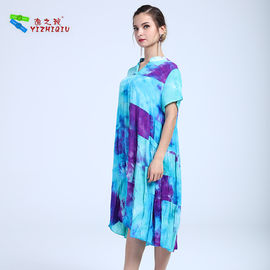 YIZHIQIU Odm Light Blue Cotton Maxi Printing Dress
