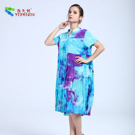 YIZHIQIU Odm Light Blue Cotton Maxi Printing Dress