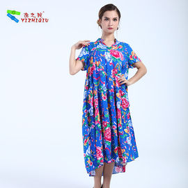 YIZHIQIU Customized Printing Blue Floral Beach Dress