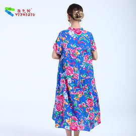 YIZHIQIU Customized Printing Blue Floral Beach Dress