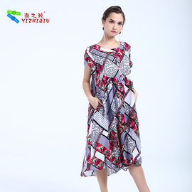YIZHIQIU Odm Floral Short Sleeve O Neck Midi Dress
