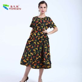 YIZHIQIU Odm Oem Leaf Patterns Loose Printed Dress