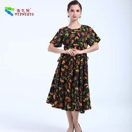 YIZHIQIU Odm Oem Leaf Patterns Loose Printed Dress