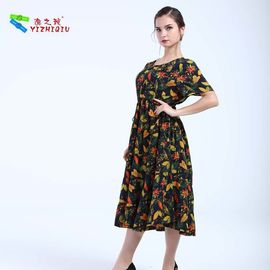 YIZHIQIU Odm Oem Leaf Patterns Loose Printed Dress