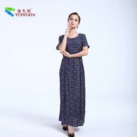 Breathable Cotton Summer Clothing , Casual Cotton O Neck Slim Long Dress