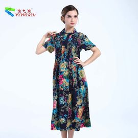 YIZHIQIU Collar Flower Printed Knee Length Dresses