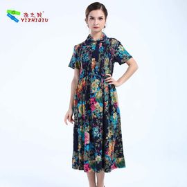 YIZHIQIU Collar Flower Printed Knee Length Dresses
