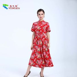 YIZHIQIU Chinese Neck Design Style Printed Dresses