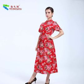 YIZHIQIU Chinese Neck Design Style Printed Dresses