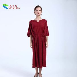YIZHIQIU V Neck Different Color Waist Long Dresses