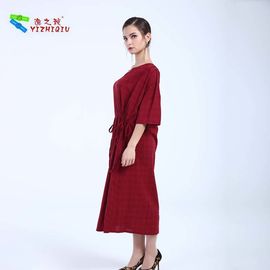 YIZHIQIU V Neck Different Color Waist Long Dresses