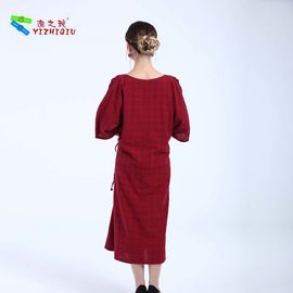 YIZHIQIU V Neck Different Color Waist Long Dresses