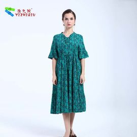YIZHIQIU Retro Style Waist Cotton Knee Length Dress