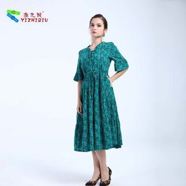 YIZHIQIU Retro Style Waist Cotton Knee Length Dress