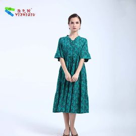 YIZHIQIU Retro Style Waist Cotton Knee Length Dress