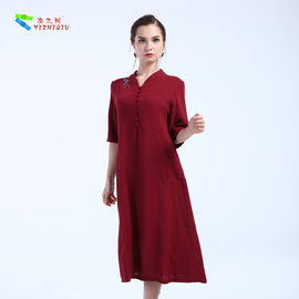 YIZHIQIU summer 100% Cotton Red lady dress