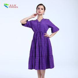 Female Plus Size Cotton Summer Dresses Short Sleeve With Garment Dyed Technic