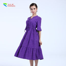 Female Plus Size Cotton Summer Dresses Short Sleeve With Garment Dyed Technic